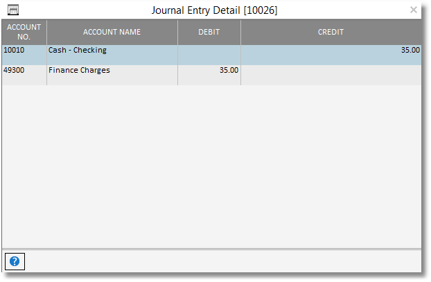 Journal Entry Detail Window
